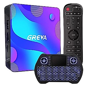 GREVA Android TV Box 11 - Smart TV Box 2GB 16GB Dual Band WiFi, Support 4K HDR Smart Streaming Player with Keyboard, BT 4.1, H.265 Set Top Box