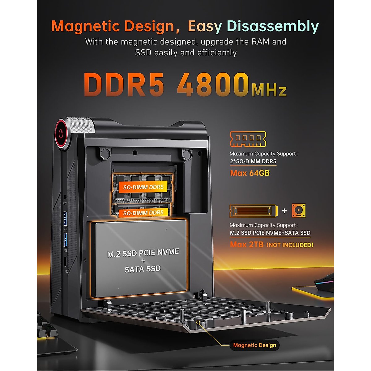KAMRUI Mini PC,Intel Core i7-12650H Mini Desktop Computer,Mini Computer Tower PC,Dual Channel 32GB DDR4 512GB NVMe PCIe 3.0 X4 SSD,4K Triple Display,WiFi 6,BT 5.2 for Office Home Business