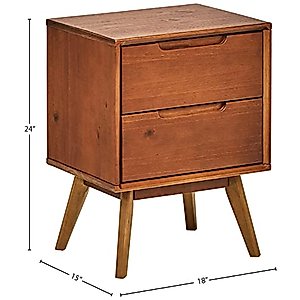 Amazon Brand - Rivet Mid-Century Stark 2-Drawer Nightstand, Square, Brown,18 in x 15 in x 24 in (D x W x H)
