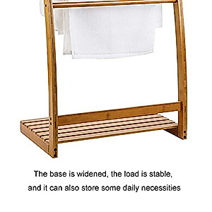 Household items Bamboo Towel Rack Holder for Bathrooms,Freestanding Beach Towel & Poolside Rack with Bottom Storage Shelf,Quilt Rack Stand or Blanket Rack for Living Room or Bedroom