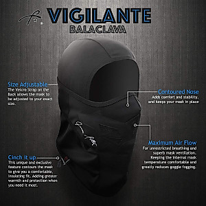 Full Balaclava Ski Face Mask. Use for Snowboarding & Cold Winter Weather Sports (One Size, White)