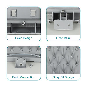 stonylab Lab Pegboard Drying Rack with Water Outlet Hose and 27 Detachable Pegs, Laboratory Glassware Drying Draining Rack Cleaning Equipment, Bench-Top/Wall-Mount