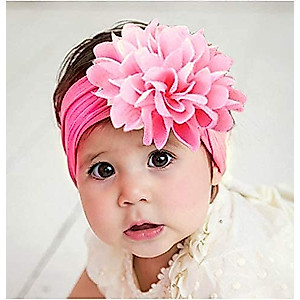 CÉLLOT 15 Pieces Baby Girls Headbands Tulle Hair Bows Head Wraps Chiffon Flowers Bows Soft Stretchy Turban Headbands for Newborn Infant Girls and Toddlers