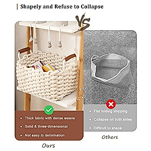 3-Piece Woven Baskets for Storage, Verkigle White Cotton Rope Basket with Handle, Decorative Cute Baskets for Room Desktop Organizing, Empty Gift Basket, Small Shelf Basket for Baby Nursery
