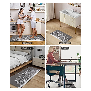 Kitchen Rugs and Mats Cushioned Anti Fatigue, Uamector 2 PCS Non Skid Kitchen Runner Rugs, Waterproof Memory Foam Kitchen Floor Mat, Standing Desk Mat for House, Sink, Office, Kitchen (Gray)
