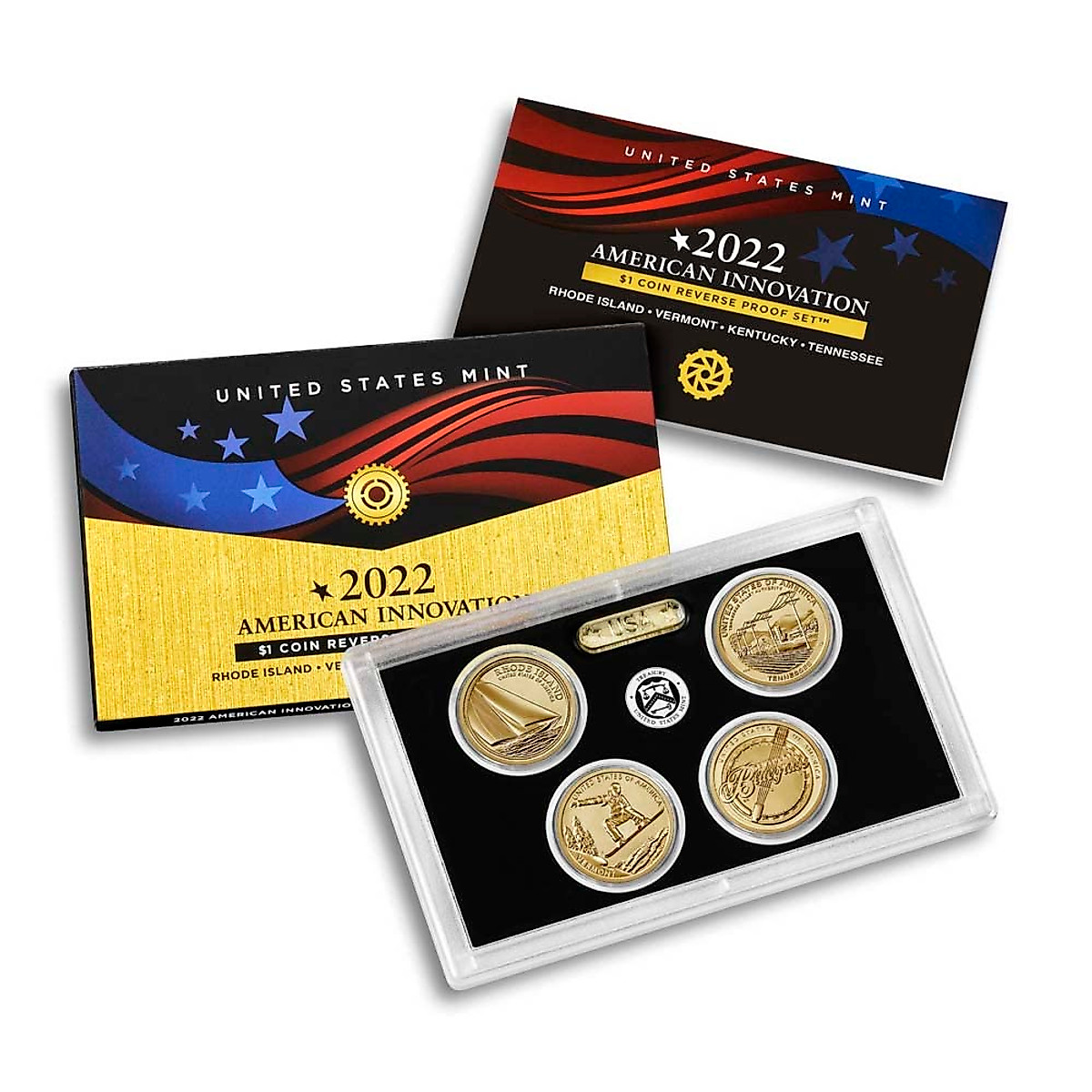 2022 S American Innovation Reverse Proof 22GC 4 Coin Set $1 US Mint Proof