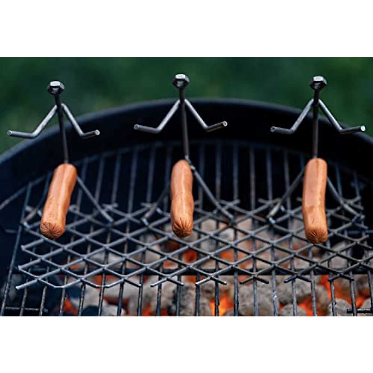 Hot Dog Roaster Stainless Steel Three Man Stick Figure Griller Funny Barbeque by Gute - BBQ Gifts, Grilling Gift, Dad Gifts, Gifts for Men Novelty Hotdog - Great for Parties, Birthdays, Tailgates!