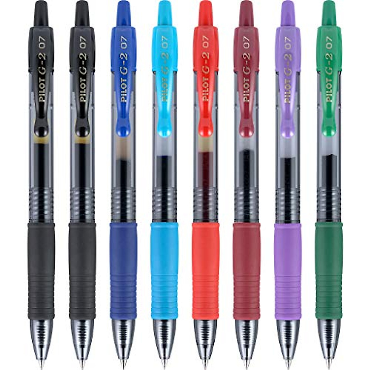 Pilot G2 Premium Refillable And Retractable Gel Ink Pens, Fine Point (0.7mm), 7 Colors, 8 Count (16603)