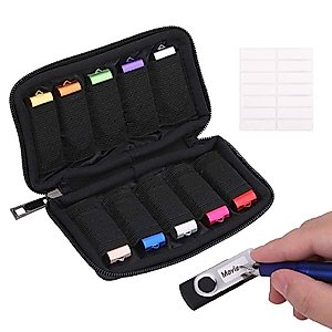 vellgo USB Flash Drive Case Soft Material Thumb Drive Holder case, USB Drive Holder Organizer, Portable Electronic Accessories Bag for USB Memory Stick with 10 Slots