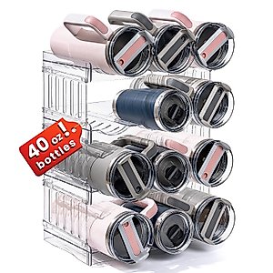 Gracenal Water Bottle Organizer for Stanley 40 oz Tumbler with Handle, Pantry Kitchen Organizers and Storage for Stanley Cup Accessories, Stackable Water Bottle Holder Wine Rack Gifts, 4Pack