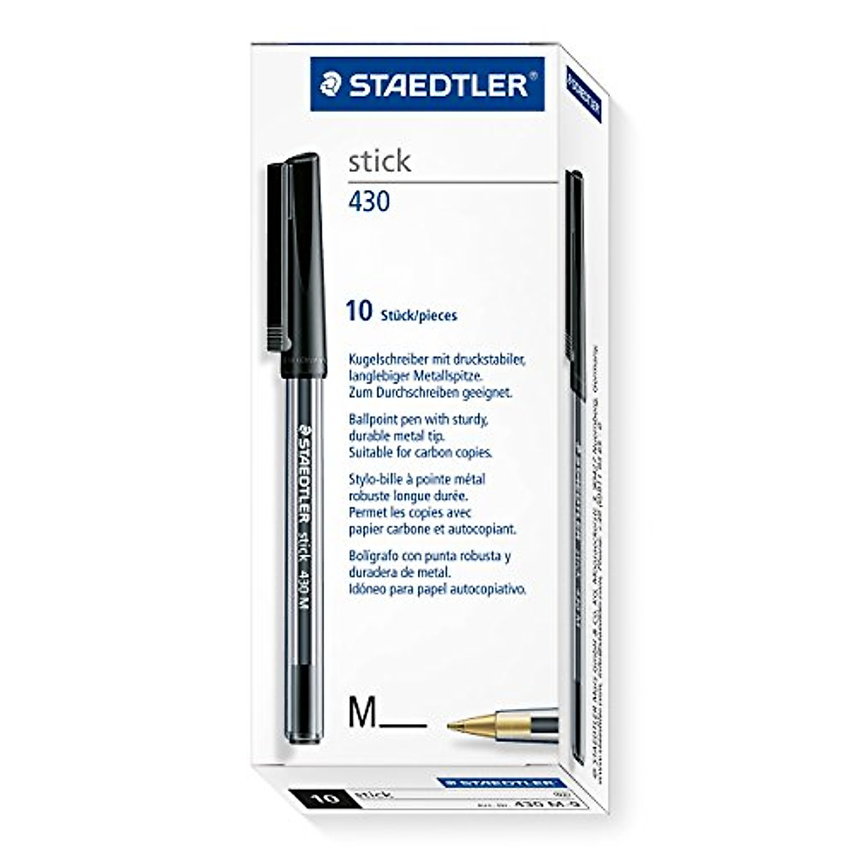 STAEDTLER Stick 430 M-9 Ballpoint Pen Medium - Black (Box of 10)