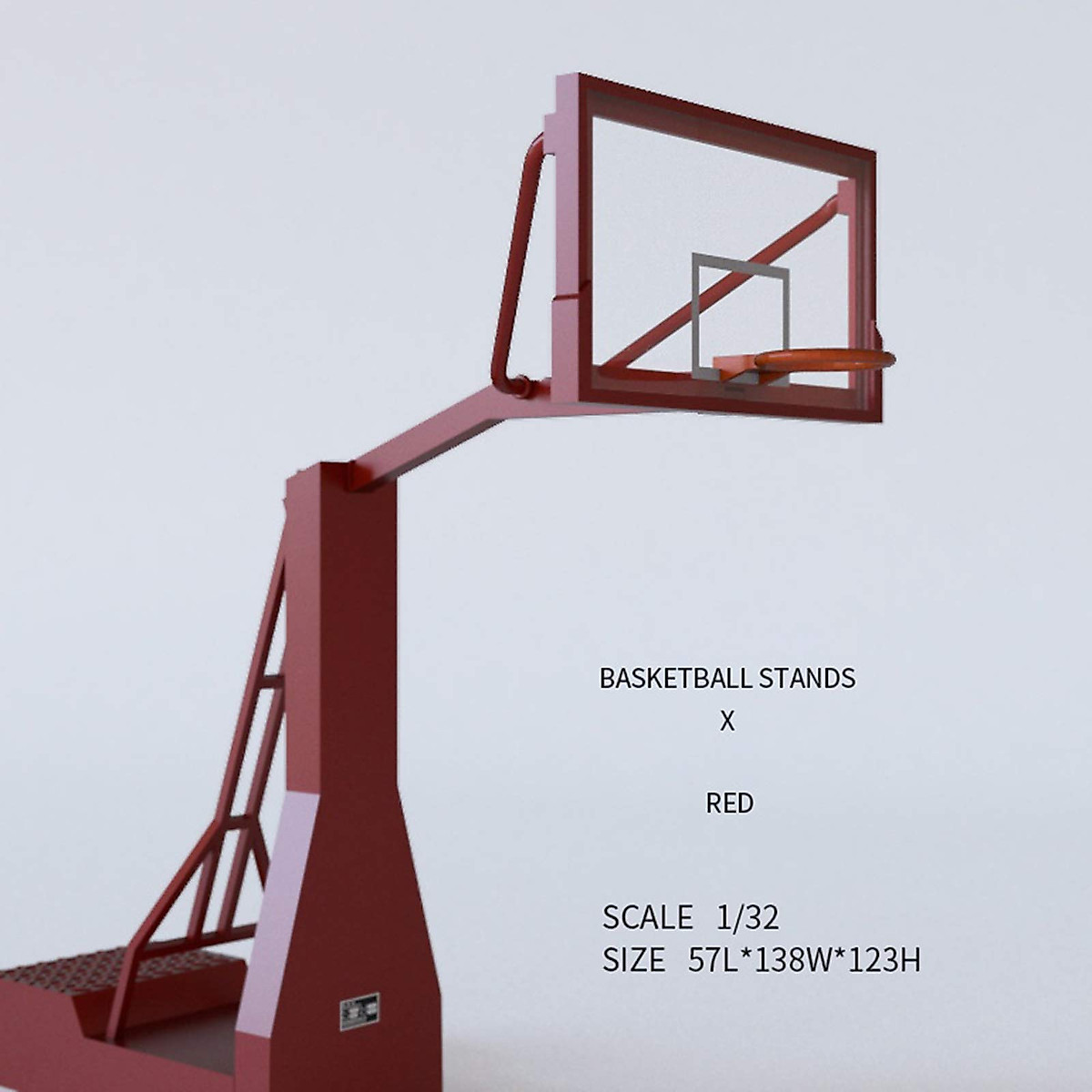 Yiju 1:32 Scale Plastic Sports Decorating Basketball Hoop for Action Figure Life Scene Props Decoration & Collection Toys, Red