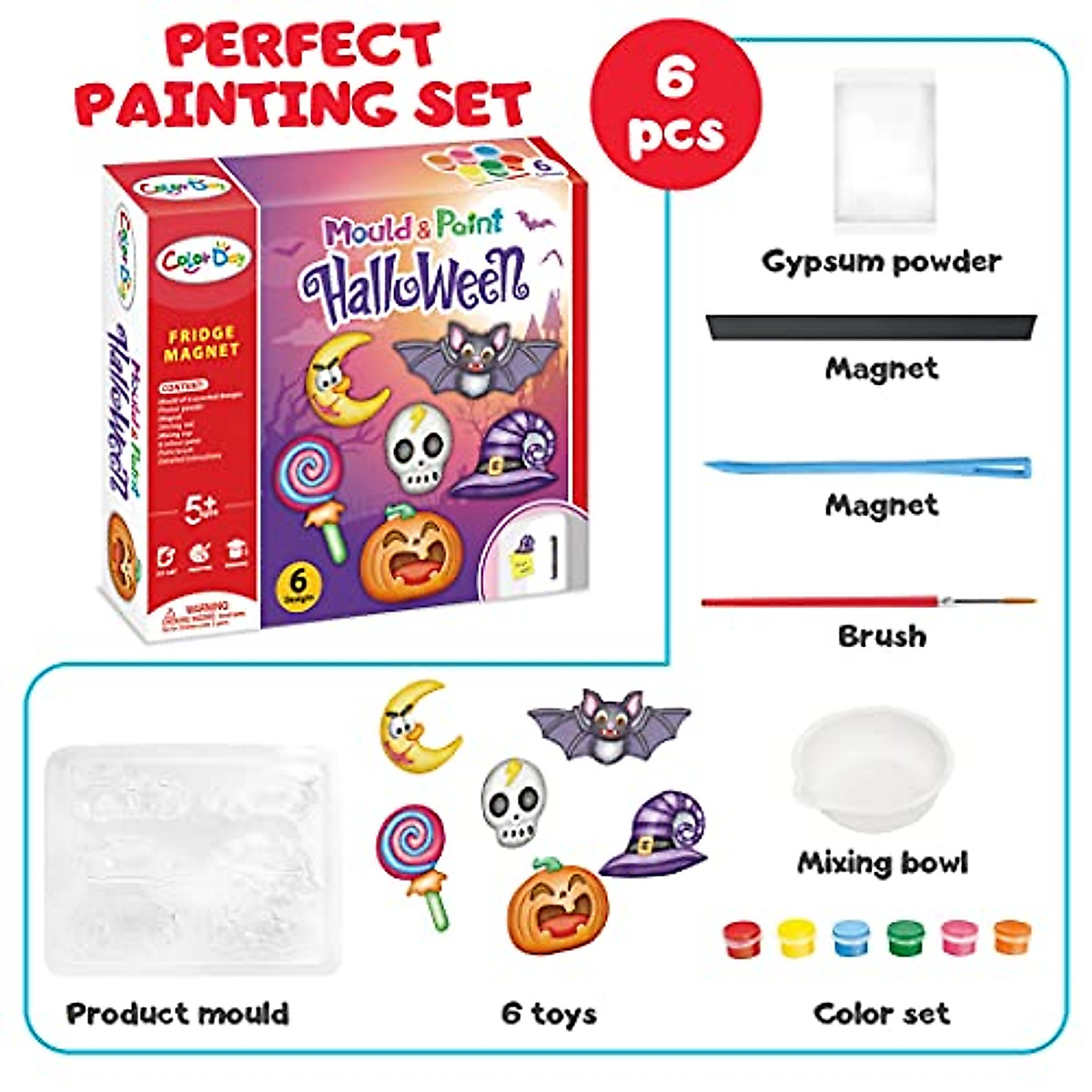 BUDDY N BUDDIES Mould and Coloring Gypsum, DIY Arts & Crafts Sculpture Kit, DIY Toy for Kids (Halloween)