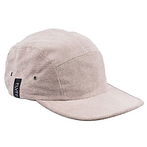 FLVFF 5 Panel Hat for Men Women Flat Brim Baseball Cap Urban Street Camper Hats (F1) (Beige Corduroy)