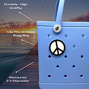 FRESHe BOGLETS - Peace Sign Charm Compatible with Bogg Bags, Simply Southern and Other Similar Tote Bags.