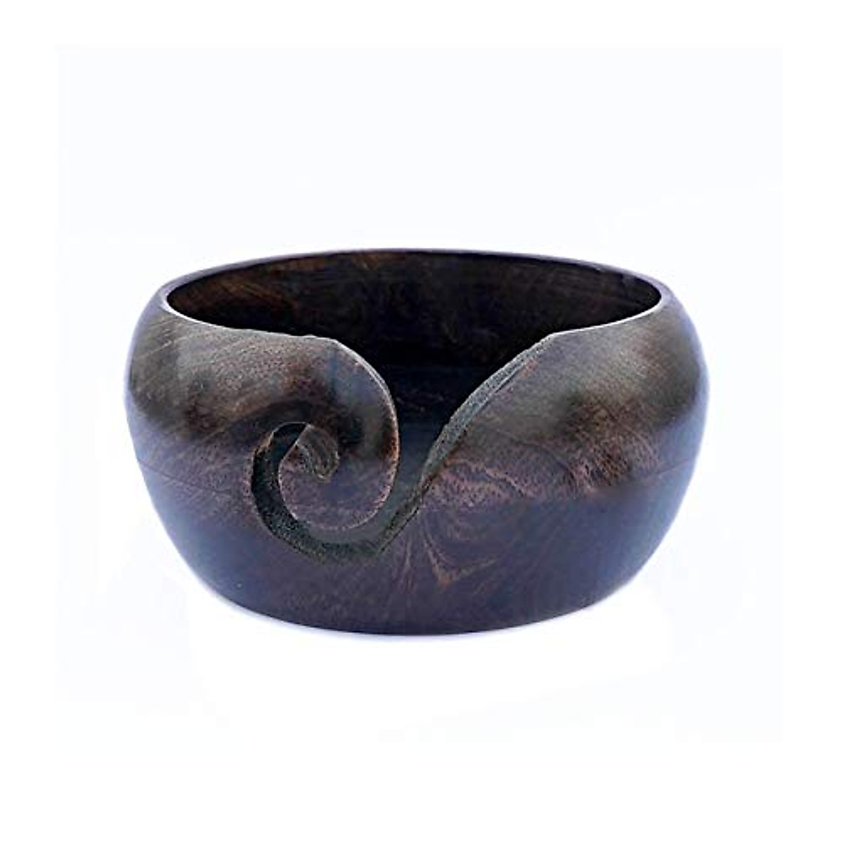 NIRMAN Wooden Yarn Bowl Hand Made by Indian Artisans with Premium Mango Wood for Knitting and Crochet (6" x 6" x 3'')