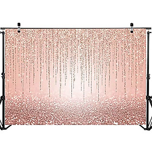 Mocsicka Rose Gold Backdrop Glitter Rose Gold Sweet Sixteen Birthday Party Background 7x5ft Rose Gold Birthday Baby Shower Photography Background
