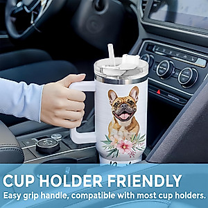 Hyturtle Personalized Dog Mom Gifts For Women on Mothers Day Birthday, 40oz Tumbler with Handle and Straw for Dog Lovers, Best Gift Idea for Fur Mama Custom Photo Stainless Steel Travel Cup With Lid