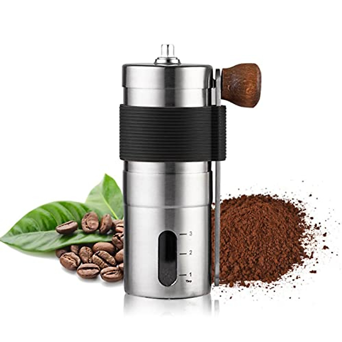 Adjustable Stainless Steel Manual Coffee Grinder, Portable Conical Burr Grinder for Home, Office, and Camping