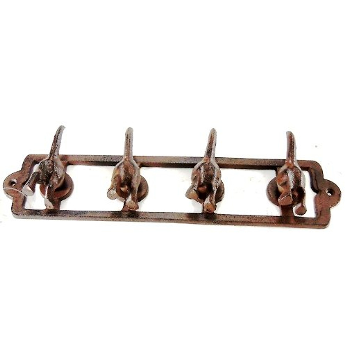 Cast Iron 4 Hook Dog Tail Key, Coat or Hat Rack