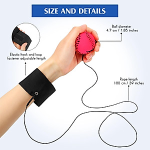 Skylety 24 Pieces Wrist Return Ball Rubber Sport Ball with Wrist Strap and String Rebound Bouncy Balls Wrist Rebound Toy on Elastic String Ball Wrist Toy for Teens Adults Wrist Exercise Play