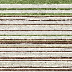 SAFAVIEH Marbella Collection Area Rug - 8' x 10', Green, Handmade Flat Weave Stripe Wool, Ideal for High Traffic Areas in Living Room, Bedroom (MRB273A)