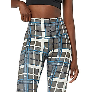Champion womens Making the Cut Season 3 Episode 2 Champion Collab Curtis' High-rise Plaid Printed Leggings, Champion Tapes Teal, Small US