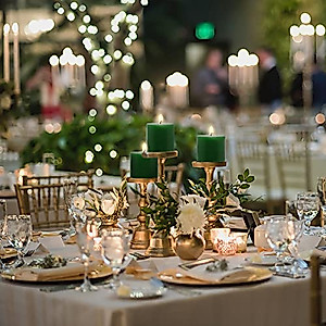 Amusaer 3x3 Inch Unscented Pillar Candles 6 Packs Green Dripless Smokeless Wax Cylinder Candles for Home, Party, Dinner Table 3x3 Inch (Pack of 6)