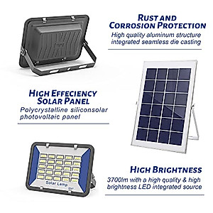 Lmhaichao Solar Flood Lights, 75 LEDs 6500K Dusk to Dawn with Remote Control Solar Flood Lights Outdoor, IP67 Waterproof Solar Power Fflood Lights for Yard, Garden, Shed, Barn, Garage