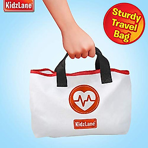 Kidzlane Play Doctor Kit for Kids and Toddlers - Kids Doctor Play Set - 7 Piece Dr Set with Medical Storage Bag and Electronic Stethoscope for Kids - Ages 3+