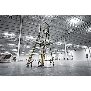 Little Giant Ladders Little Giant Ladder Systems Safety Cage 2.0, M4, 4ft Enclosed Platform, Ladder with Adjustable Outriggers, Fiberglass, Type 1AA, 375 lbs Weight Rating, (19704-146), Hi-viz Green