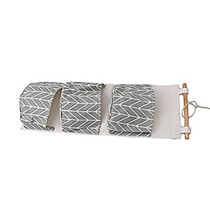 Dolland 1 Pc Linen Cotton Fabric Wall Door Closet Hanging Storage Bag 3 Pockets Over the Door Organizer ,Gray