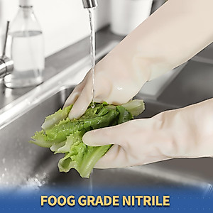 BOOMJOY Nitrile Cleaning Gloves, Long Cuff Dishwashing Gloves Heavy Duty, Reusable Medium Gloves for Kitchen, Bathroom, Gardening, Working, Pet Care - White, 3 Pairs, Size M