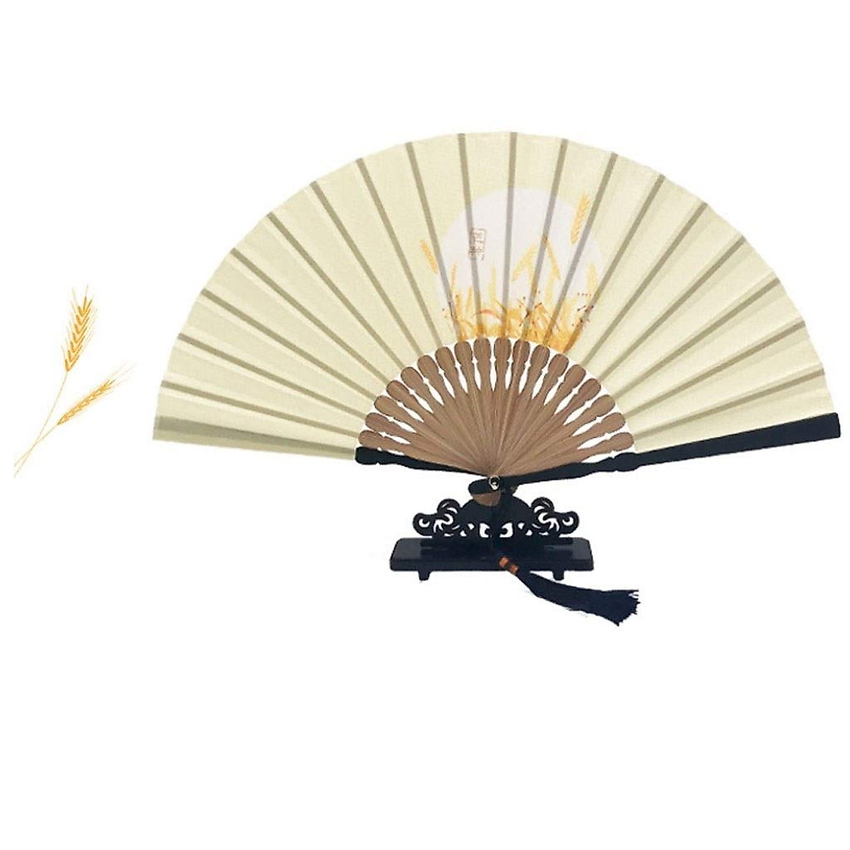 HRANG Hand Fan Folding Fan,Hand-held Fan,Folding Fan Female Classical Bamboo Bone Folding Fan Ancient Wind Tassel Small Fan Women Fans Hand Paper Folding Props Vintage style