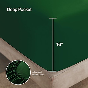 NATUREFIELD Bed Sheets Set Full Size (4pc), Rayon Derived from Bamboo, Cooling Sheets with Fitted Deep Pockets, Hotel Luxury Bedding Sheets & Pillowcases