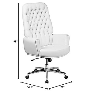 Pemberly Row Leather High Back Swivel Executive Chair in White