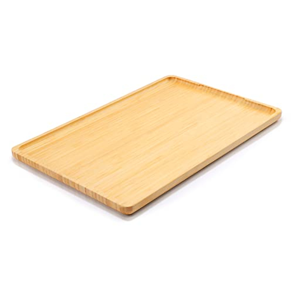 Webacoo Bamboo Serving Tray Rectangle Glossy Decorative Serving Platter with Handles Ottoman and Coffee Table Accessory Lap Tray for Party and Dinner