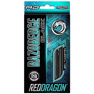 RED DRAGON Razor Edge Black 26g Tungsten Darts with Flights and Stems