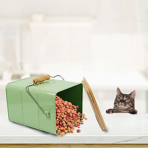 Yomjarl Farmhouse Cat Food Storage Container,6L Cat Food Canisters,Pet food Container Hold 5~6lbs Cat Food Treats,Airtight Cat food Storage with Lid and Scoop,Kibble Container Countertop-Green…