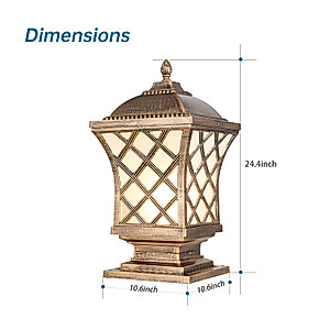 CGJDZMD Outdoor Column Lights, Modern Column Lamp Waterproof Glass Post Lights Outdoor Aluminum Fence Post Light Fixtures for Villa Garden Park Lighting Bronze Pillar Lights(Bulb not Included)