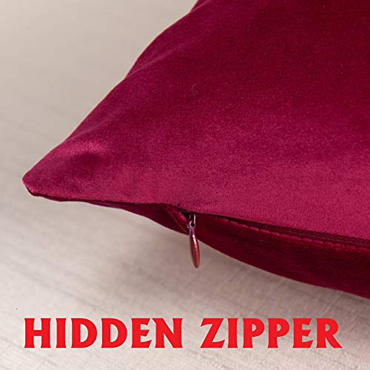 Elegant Comfort Pack of 2, Velvet Soft Solid Decorative Square Throw Pillow Covers Set Cushion Case for Sofa Bedroom Car, 20 x 20, Burgundy