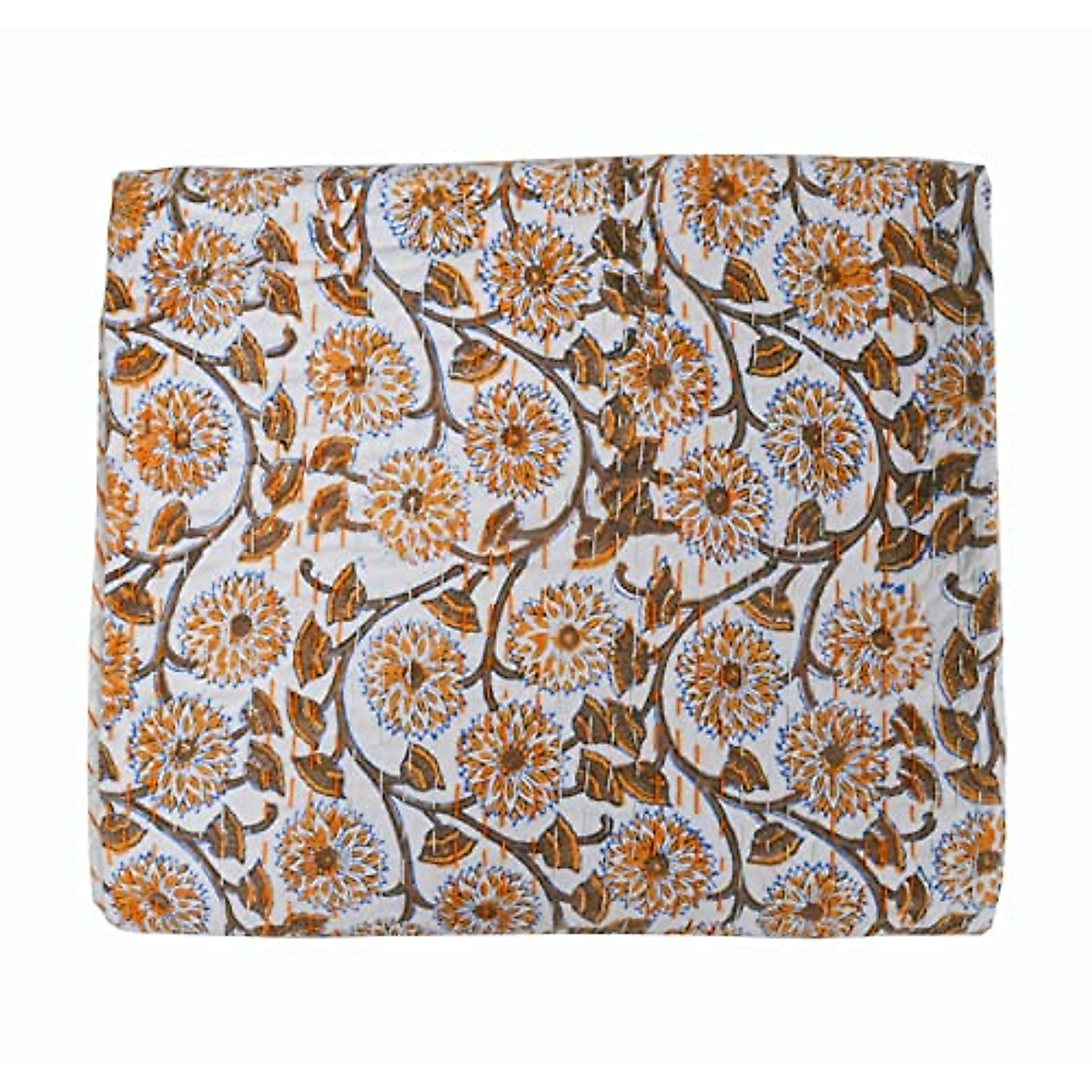 Maviss Homes Indian Traditional Handmade Patchwork Cotton Super Soft Kantha Quilt Blanket | Throw Bedspread Blanket | Bedroom Décor Throw Quilt |Home Décor; Grey