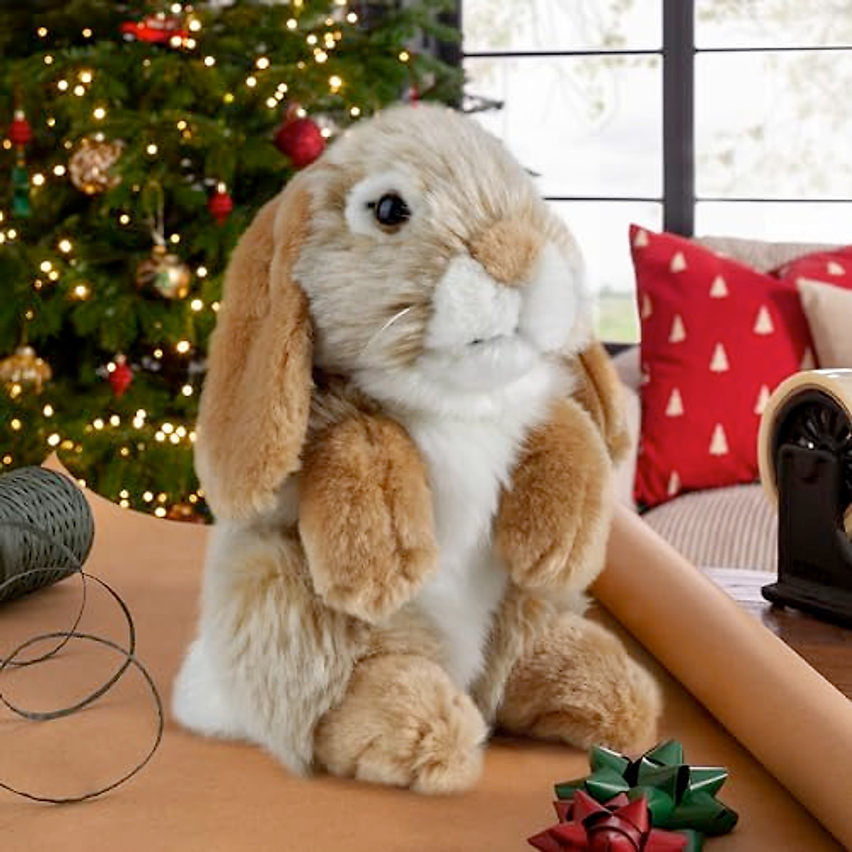 Living Nature Brown Sitting Lop Eared Rabbit Stuffed Animal | Fluffy Rabbit Animal | Soft Toy for Kids | 7 inches