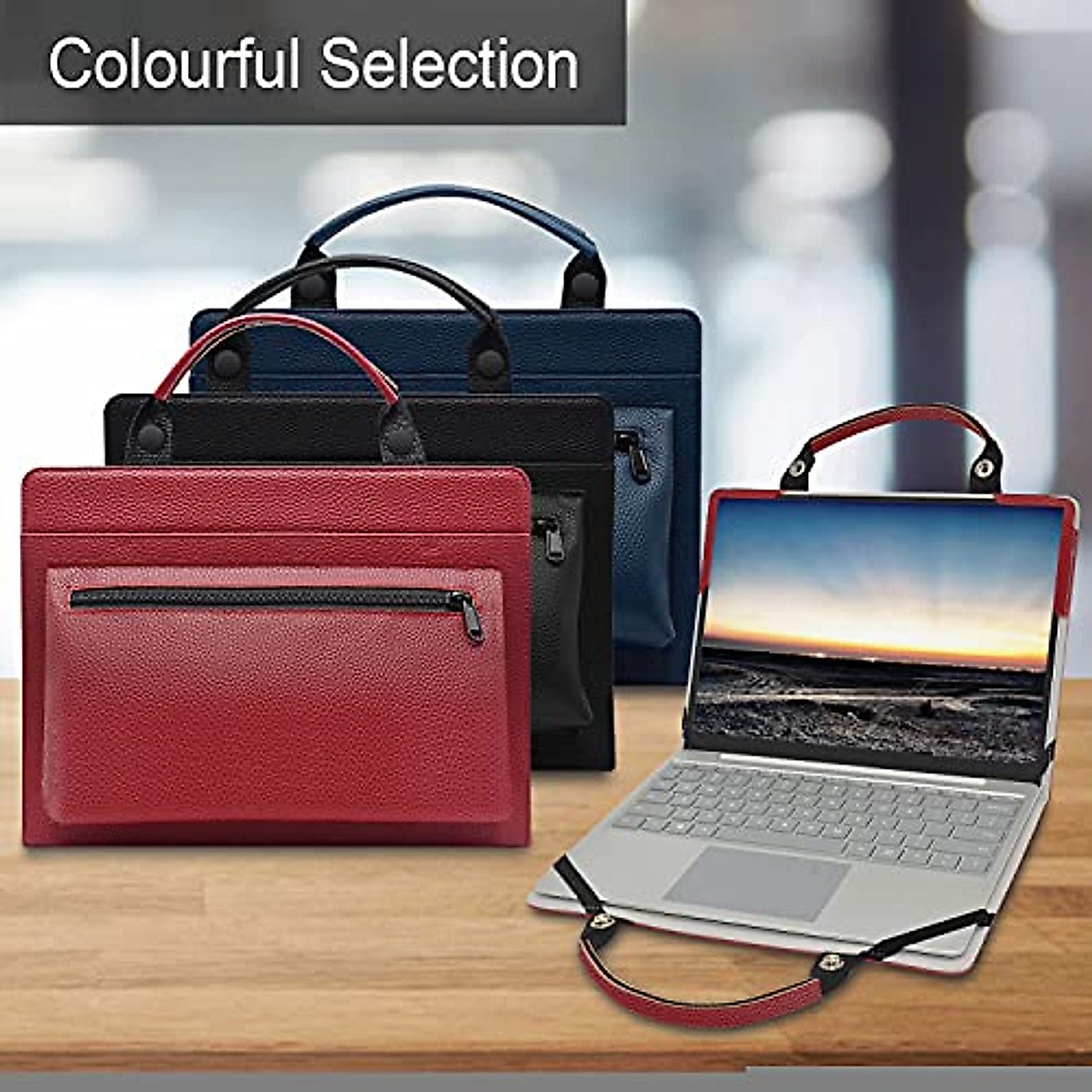 Protective Case + Portable Bag for 13.3" Dell Inspiron 13 2-in-1 7373/Inspiron 13 7380 7370 & ASUS ZenBook S UX391UA/Asus Q325UA/Zenbook Flip S UX370UA & HP Pavilion 13-anXXXX [Not fit ASUS UX392],Red