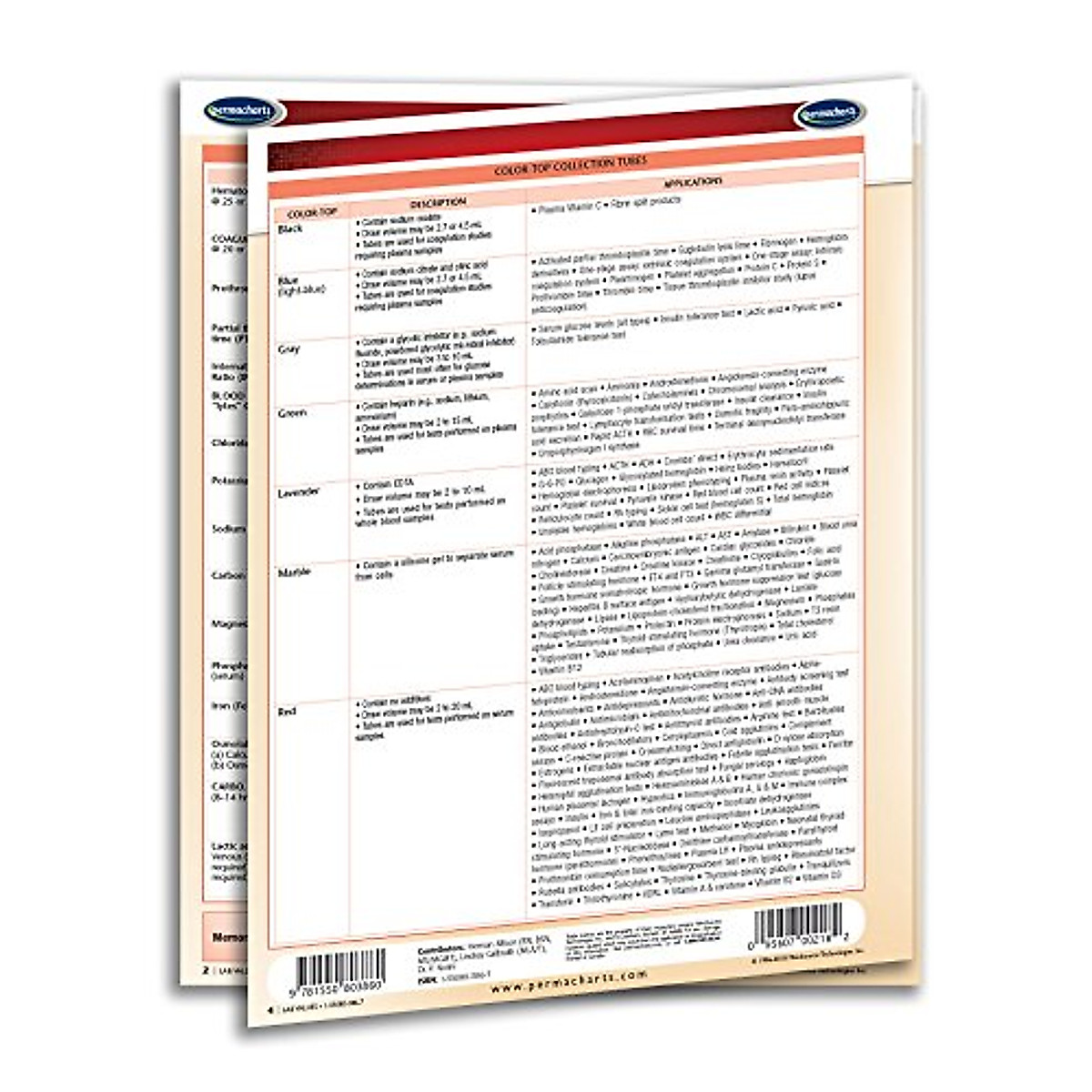 Permacharts Clinical Lab Values chart - Medical Quick Reference Guide