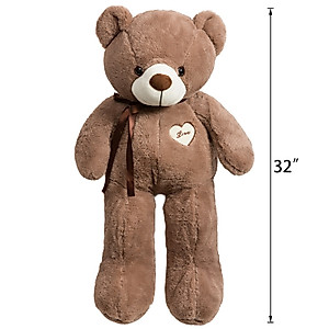 iBonny Teddy Bear Stuffed Animals Super Soft and Sweet Love Plush Bear Toy 32" Chocolate