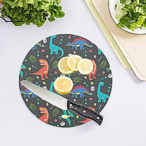 Colorful Dinosaur Pattern Cutting Board Tempered Glass Chopping Board for Kitchen Hotel