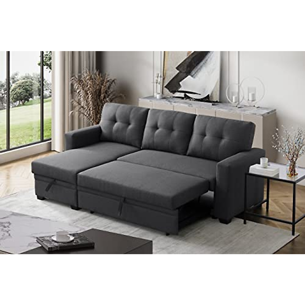 Devion Furniture Russ Sofabed, Dark Gray