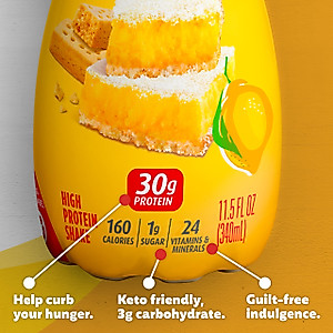 Premier Protein Shake, Limited Edition, Lemon Bar, 30g Protein, 1g Sugar, 24 Vitamins & Minerals, 11.5 oz, 12 Pack