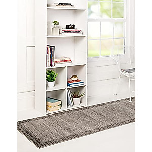 Unique Loom Del Mar Collection Area Rug - Abigail (2' 7" x 10' Runner, Light Gray/ Black)